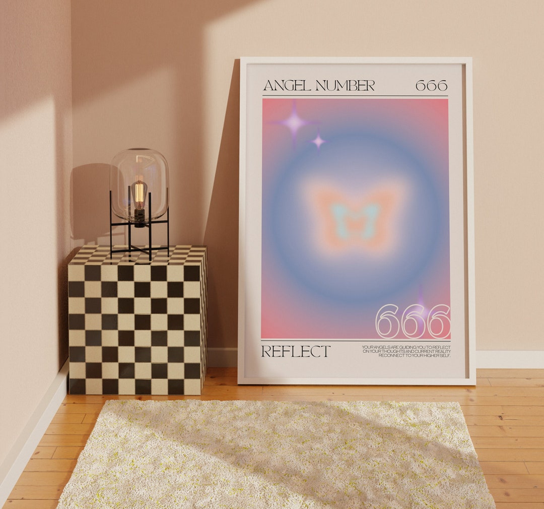 Angel Numbers Aura Poster 666 | Printable Wall Art | DIGITAL DOWNLOAD ...