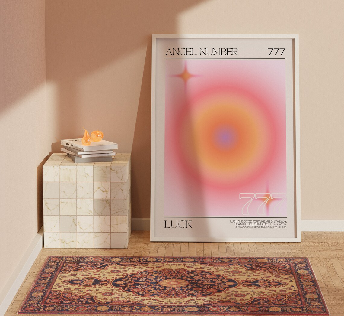 Angel Numbers Aura Poster 777 | Printable Wall Art | DIGITAL DOWNLOAD ...