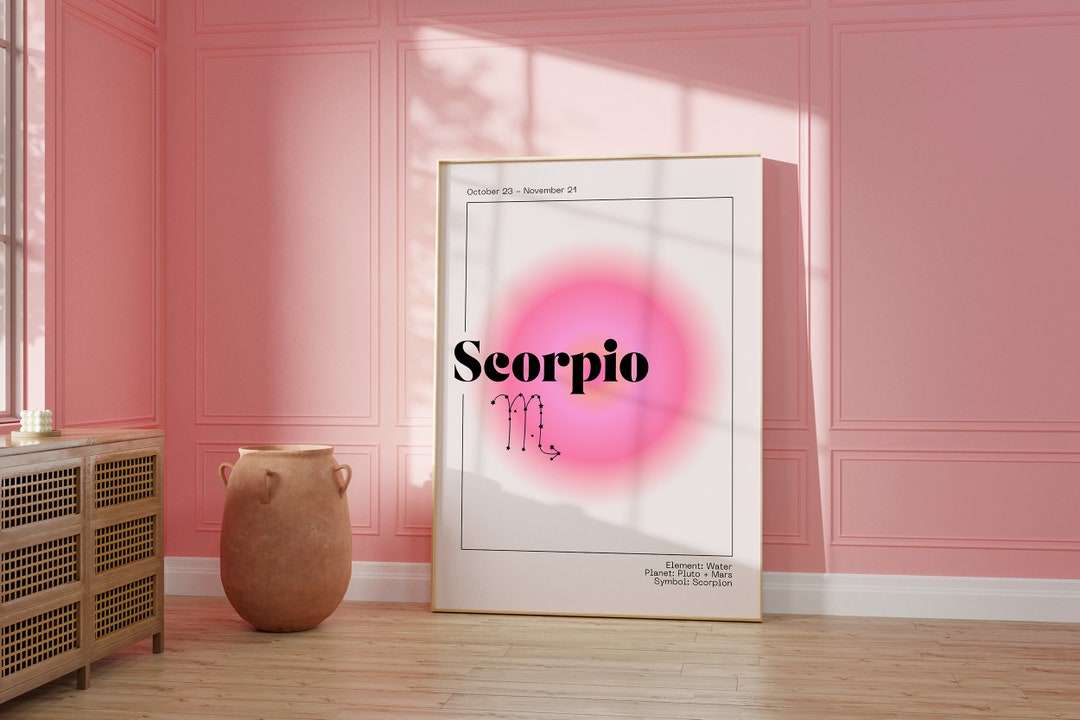 SCORPIO Zodiac Wall Art Print Pink Aura Poster | Astrology Wall Art ...