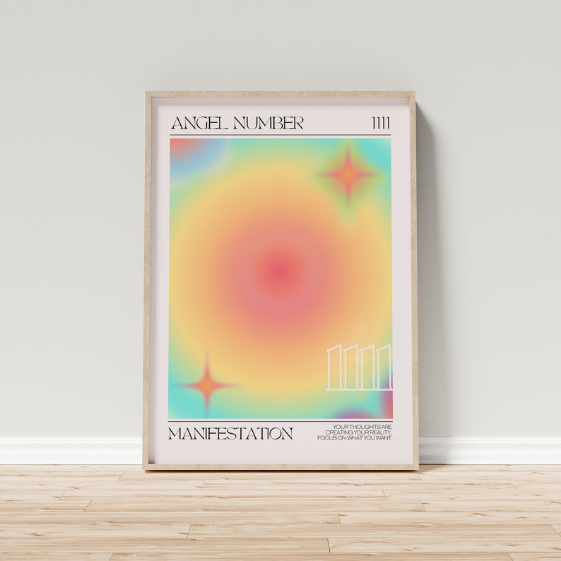 Angel Numbers Aura Poster 1111 | Printable Wall Art | DIGITAL DOWNLOAD ...