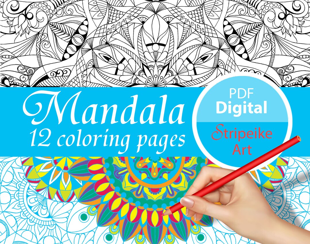 Nature Inspired Floral Mandala Coloring Pages for Adults Printable 12 ...