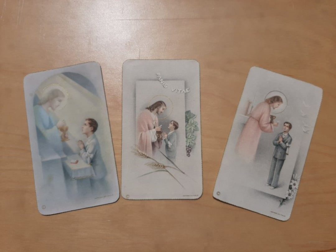 1950 French Vintage Catholic Holy Cards - First Communion Holy Cards ...