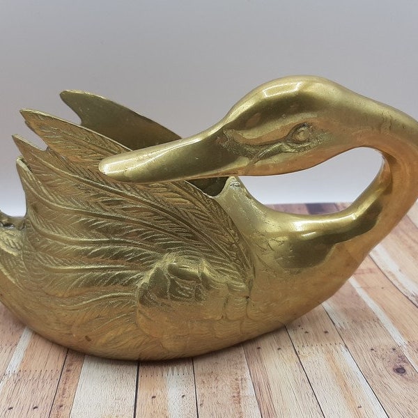 Large Brass Swan Planter - Etsy