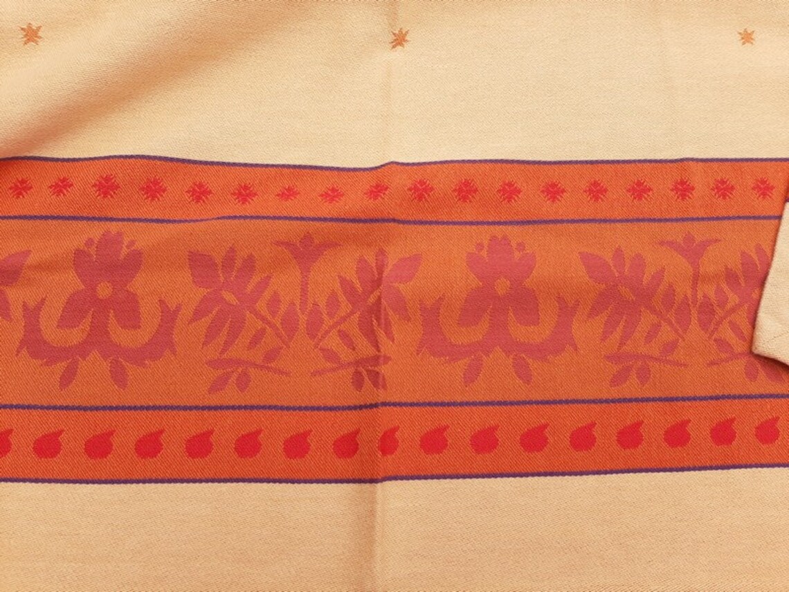 French Vintage Tablecloth , Yellow Red Orange Tablecloth, - Etsy