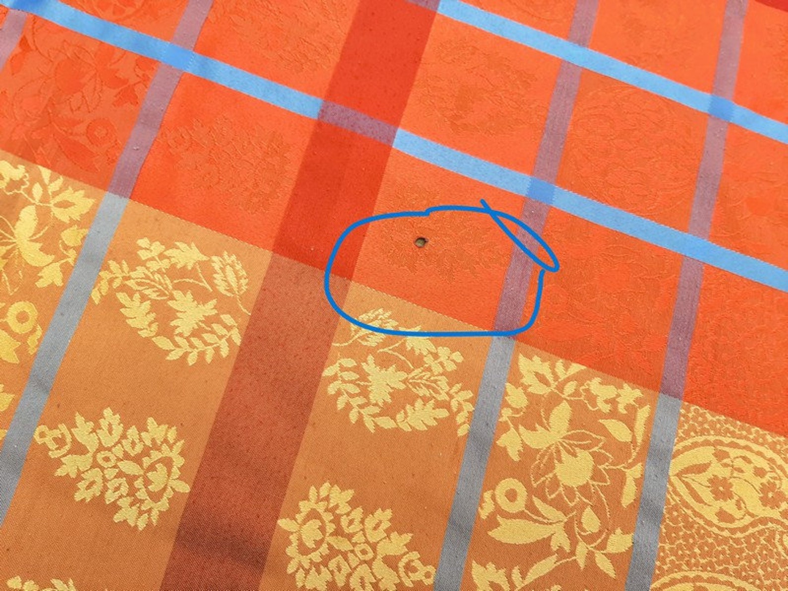 French Vintage Damasked Tablecloth , Yellow Red Orange Tablecloth, - Etsy