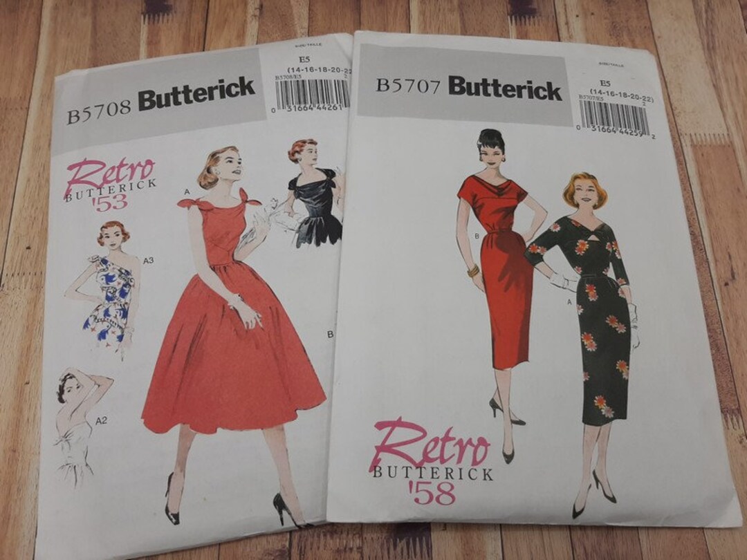 Butterick B5707 B5708 Night Dress Pattern, Vintage Retro 1950s Style ...