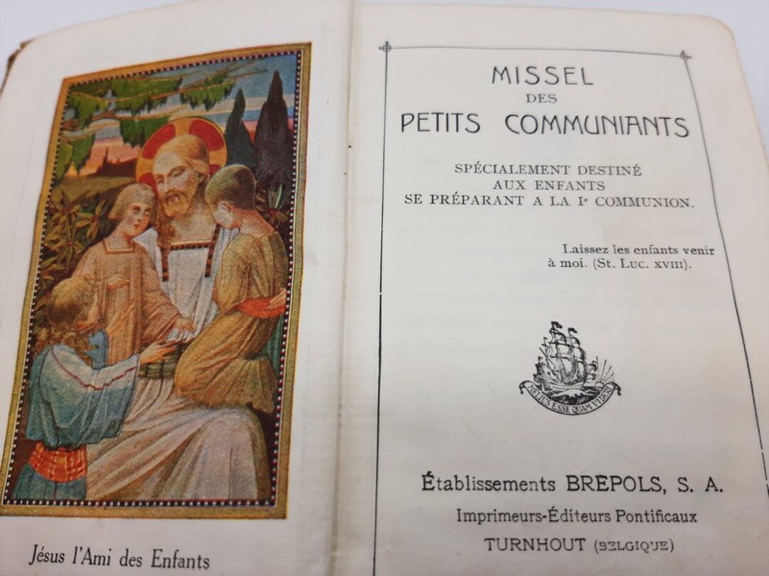 1940 Antique French and Latin Leather Bound Missal Book , Illustrated ...
