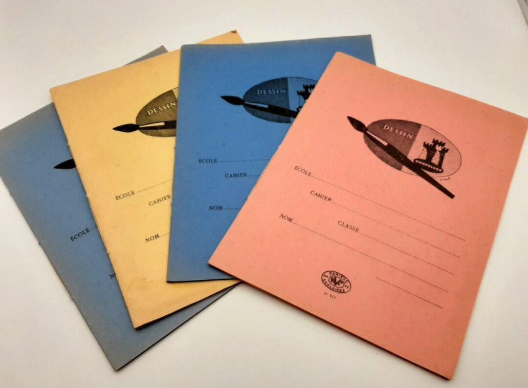 French Vintage School Notebook, Vintage Drawing Sketchbook , Unused ...