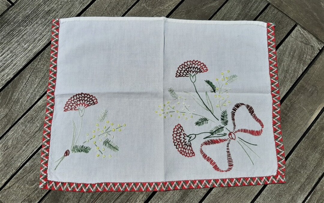 French Antique Linen Tray Cloth or Doily ,white Linen Hand Made ...