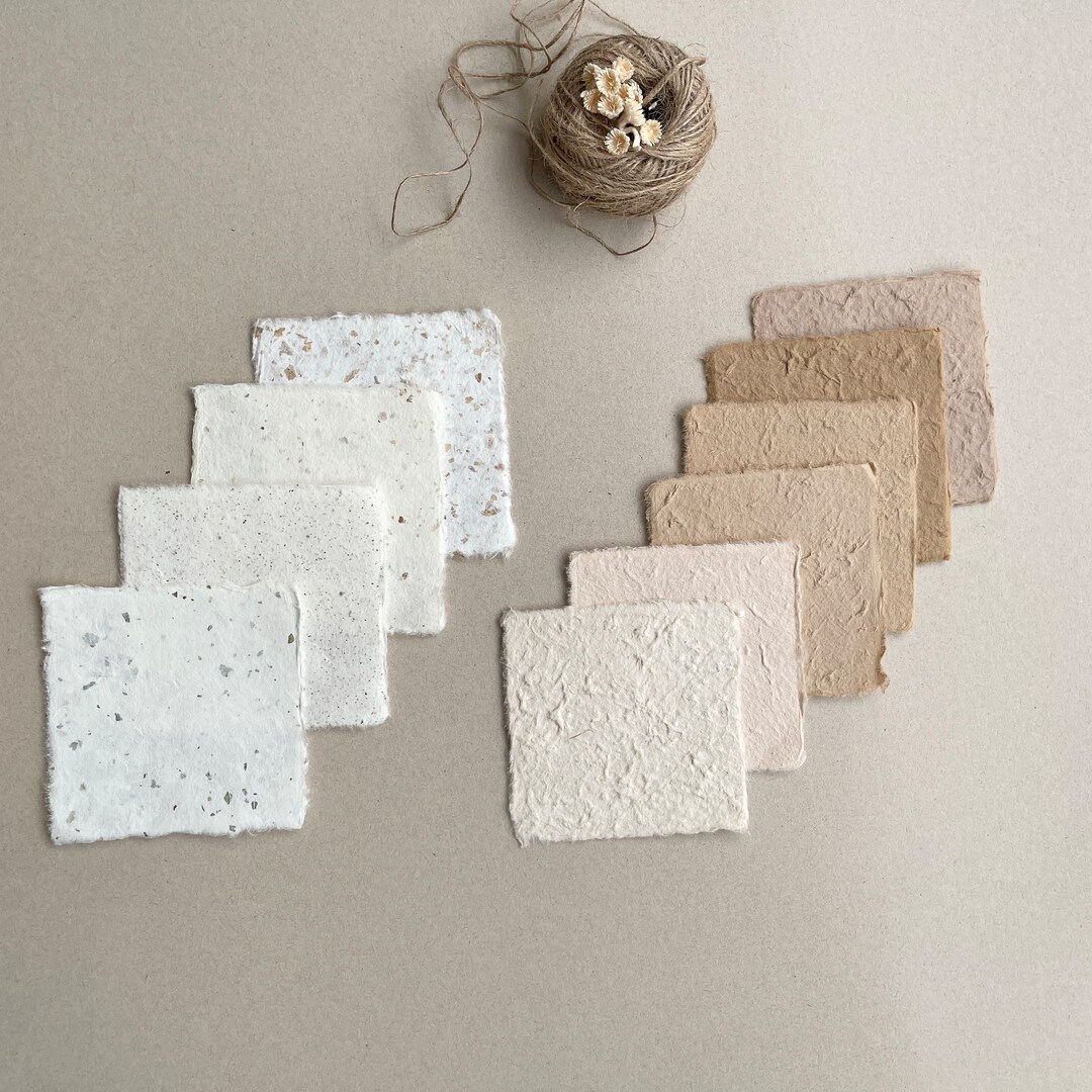 Natural, Earth Tone 11x11 Cm Square Torn Edged Textured Recycle ...