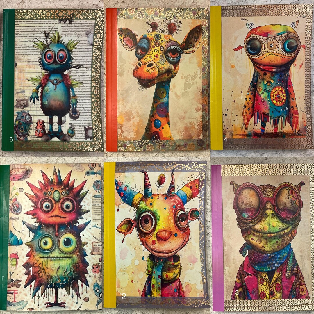 5 X 8" Junk Journal- Whimsical Creatures- Diary- Notebook- 60 Lined ...