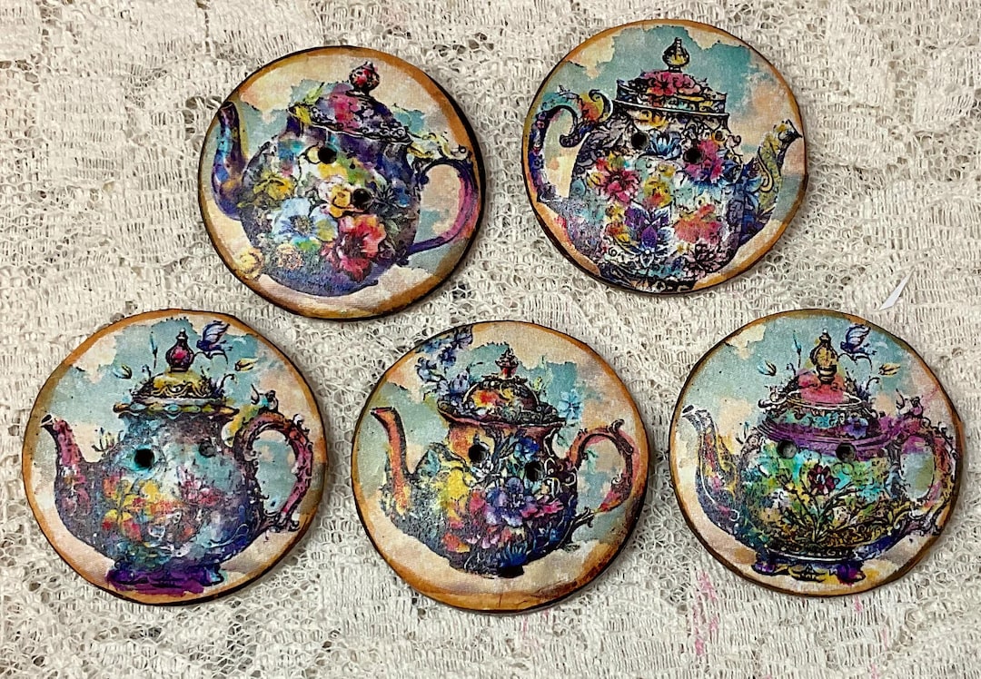 1.18” Buttons- Teapots-floral-assorted-great Adirondack-handcrafted ...