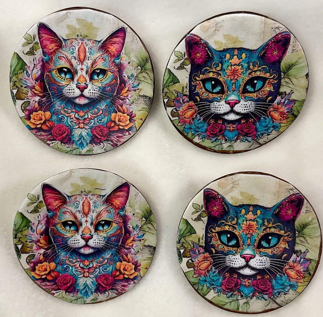 1.75” Buttons Art Cat Prints- Coconut-assorted Handcrafted-sweater ...