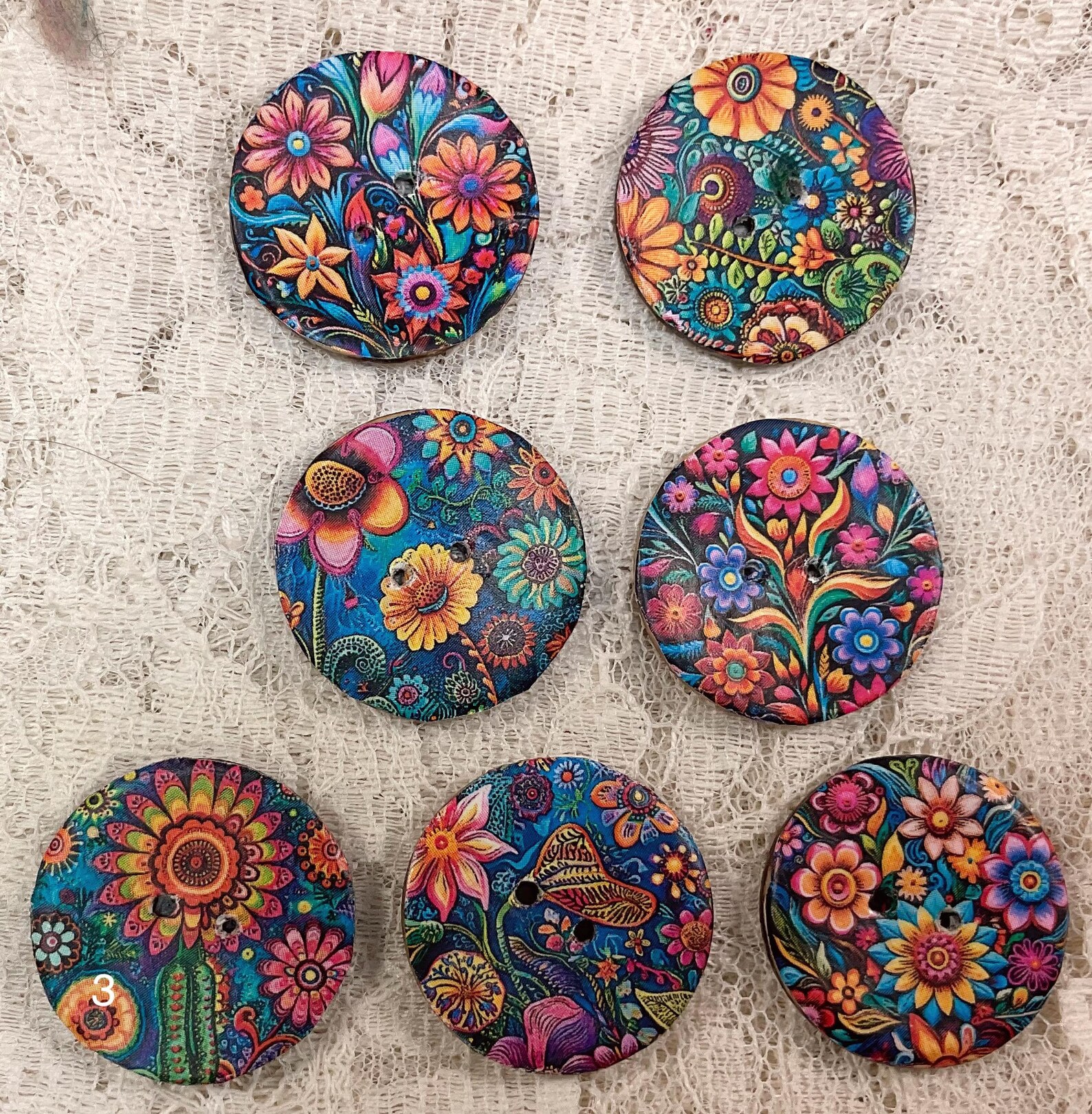 1” Buttons- Mexican Flowers-colorful Assorted Patterns -handcrafted ...