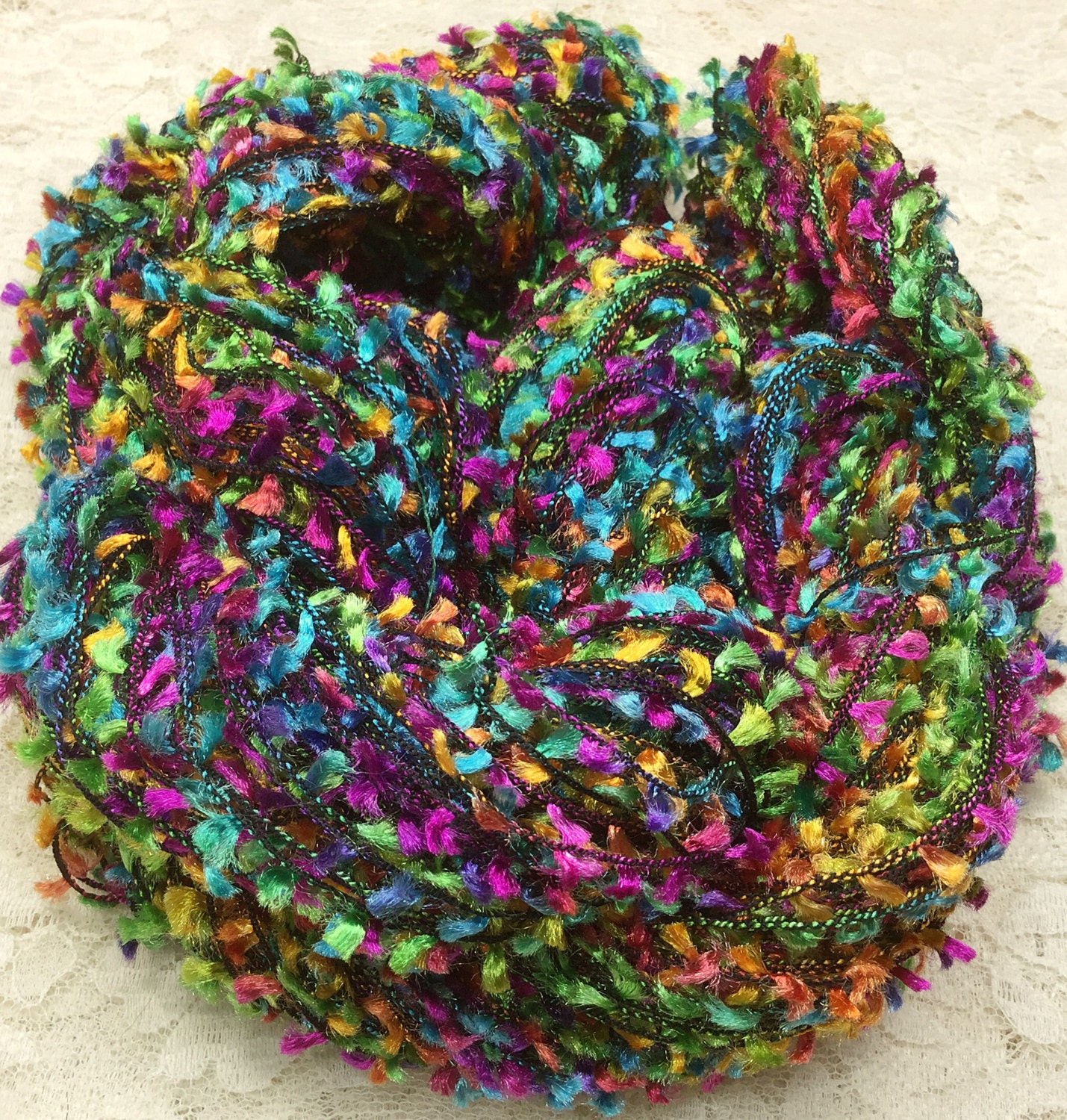 Flag yarn novelty 75 yards monet colors knitting embellishment | Etsy