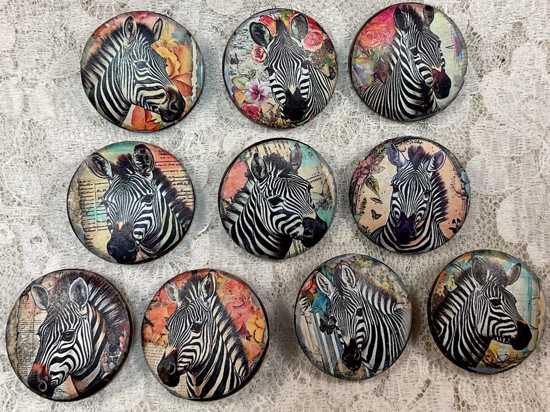 1.18” Buttons-boho Zebras- Assorted Handcrafted Embellishment Clothing ...