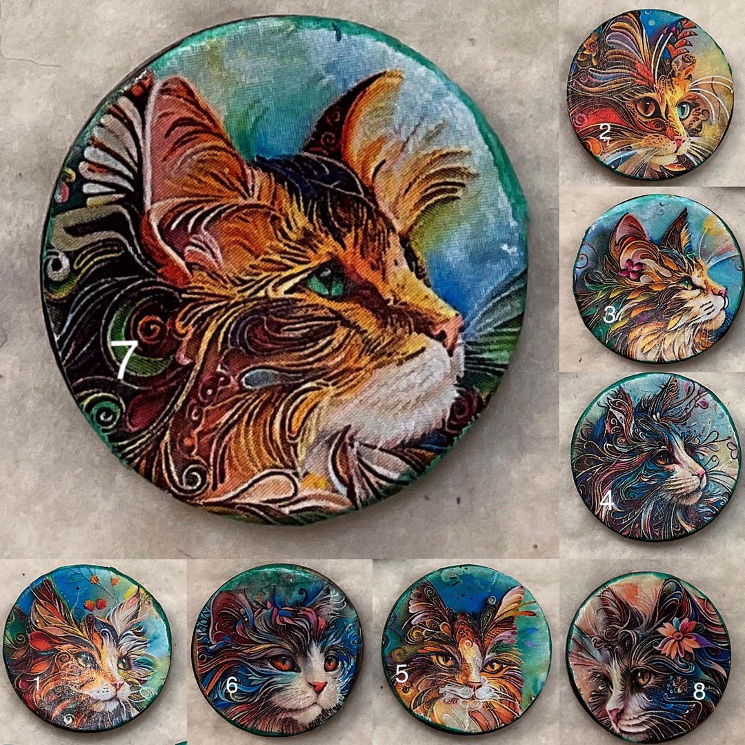 1.18” Buttons-art Cats-quilled- Assorted-great Adirondack-handcrafted ...