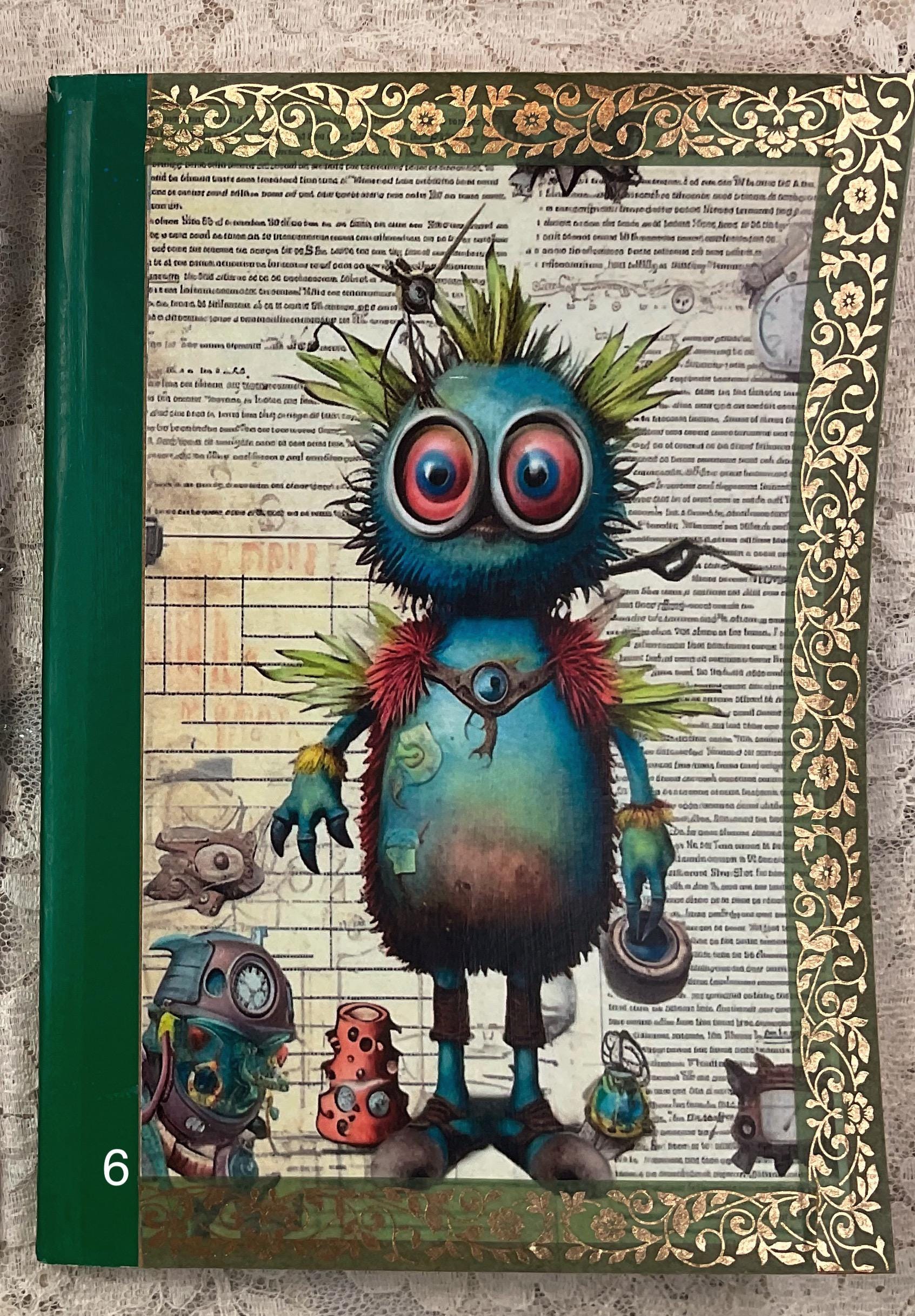 5 X 8" Junk Journal- Whimsical Creatures- Diary- Notebook- 60 Lined ...