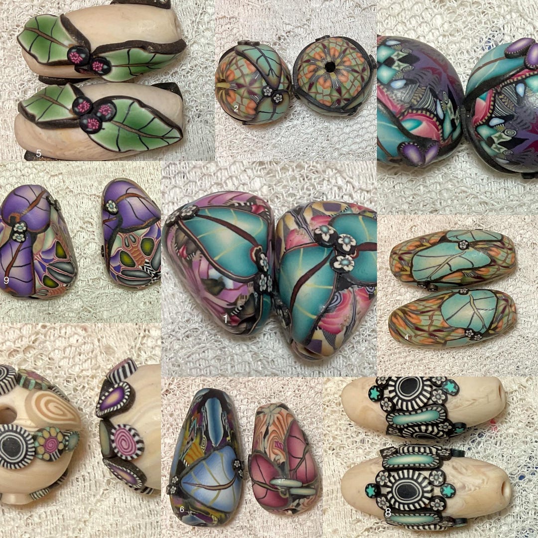 Polymer Clay Beads-sets of 2- Klew Expressions-handcrafted --jewelry ...