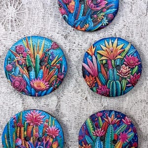 1” Buttons- Mexican Flowers-colorful Assorted Patterns -handcrafted ...