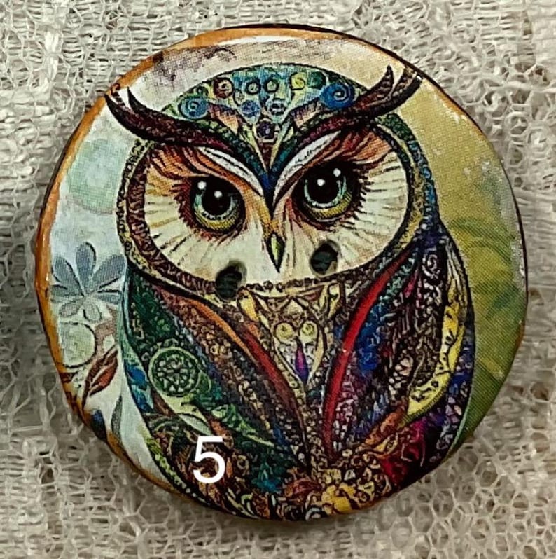 1.18” Buttons- Owls-artistic-assorted-great Adirondack-handcrafted ...
