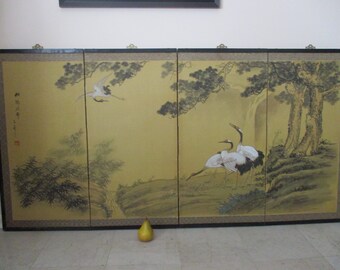 Japanese Four Panel Screen - Etsy
