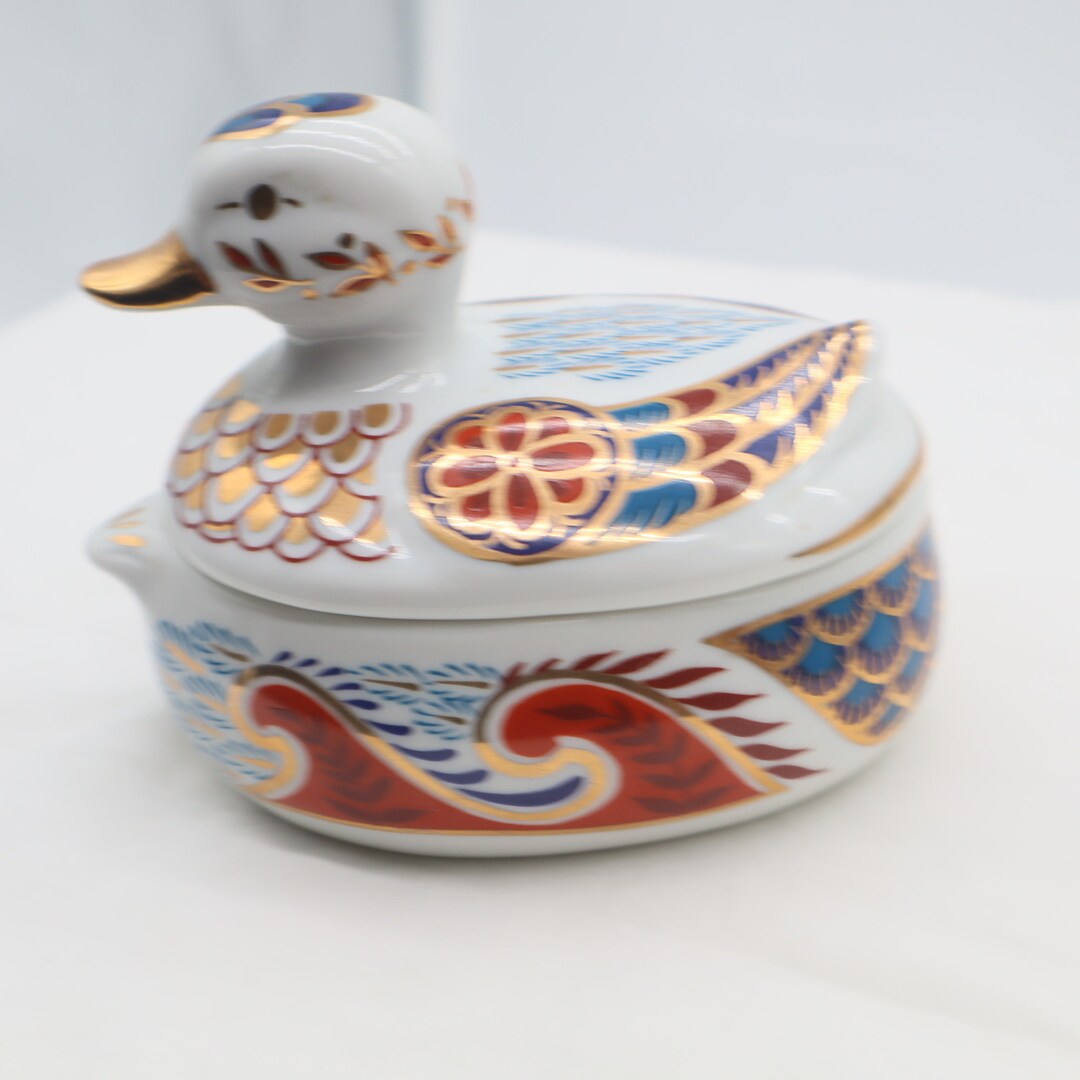 Vintage 1884 Hand-painted Porcelain Duck Trinket Box - Etsy
