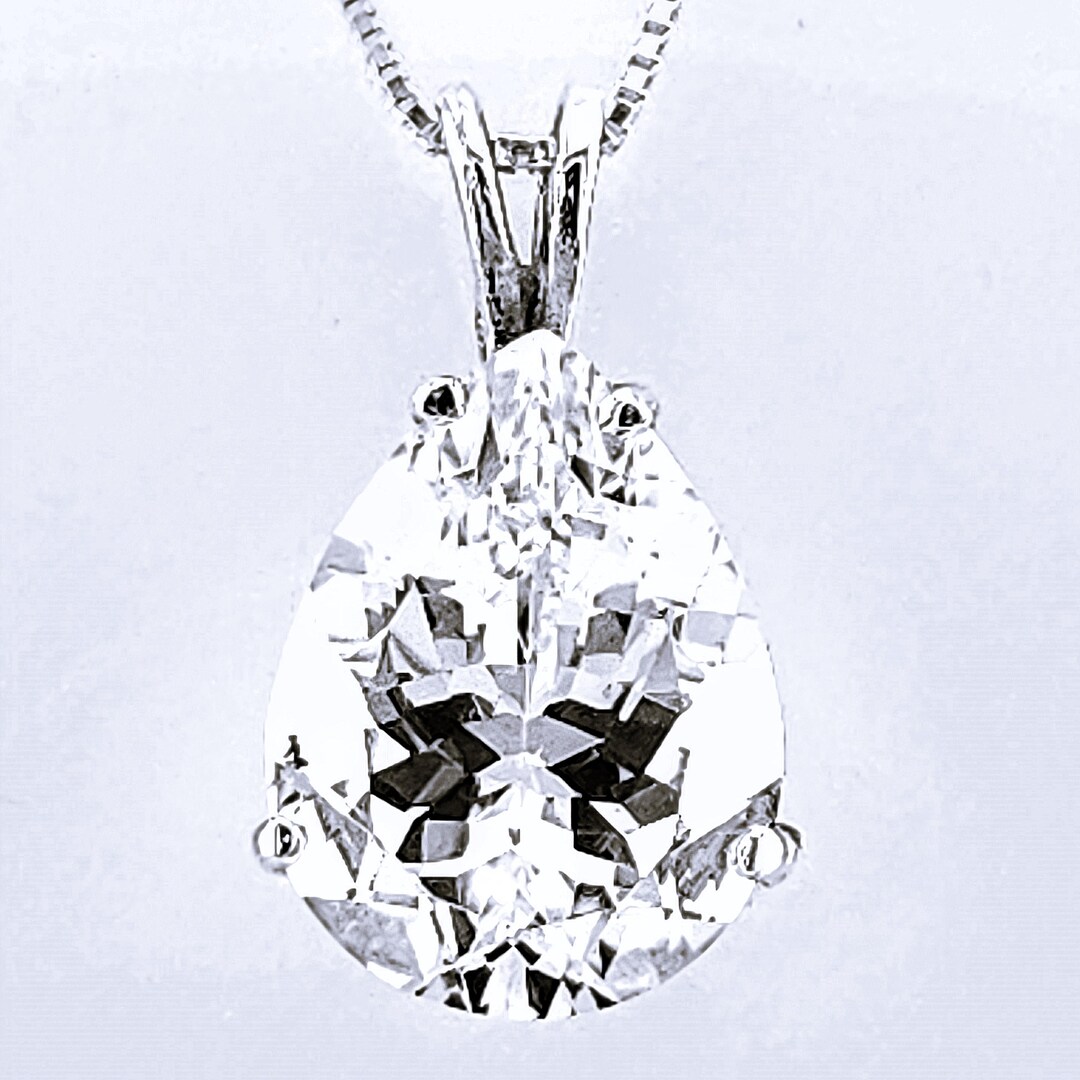 Natural Large Pear Shape Crystal Quartz Pendant: 925 Sterling Silver ...