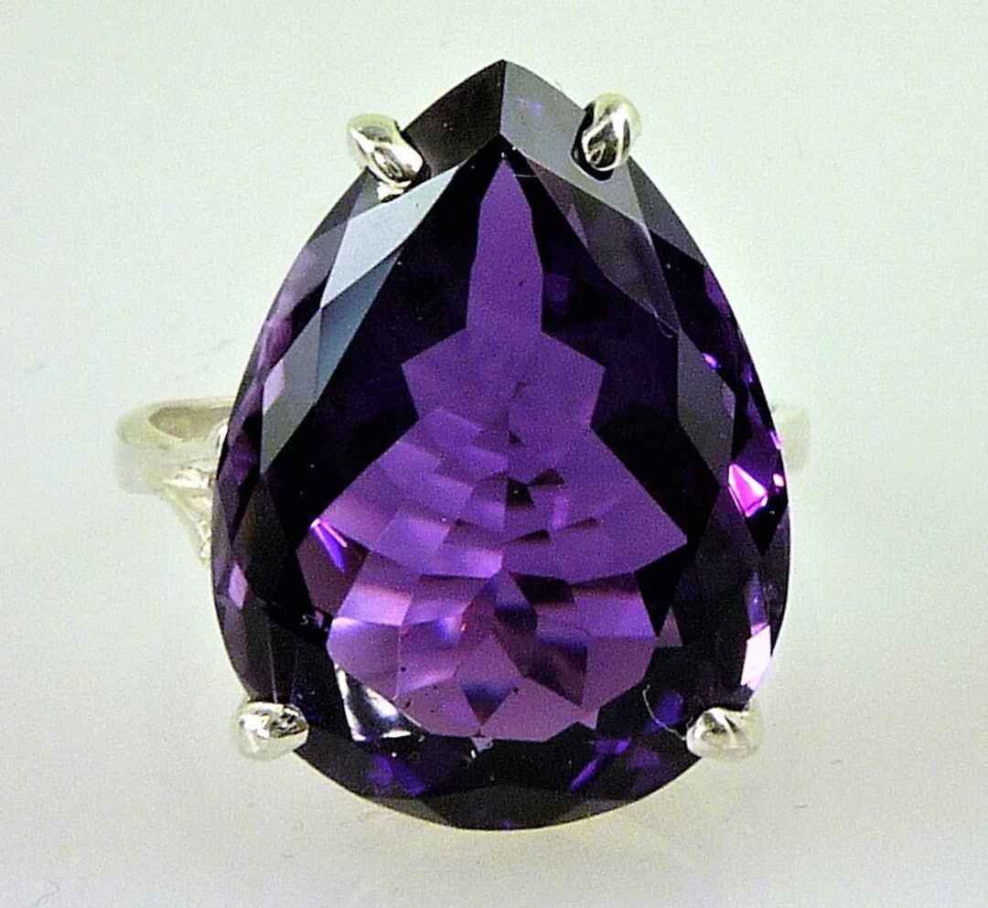 Very Large Natural Pear Shape Amethyst Ring, Fine Color, 15.07 Carats ...