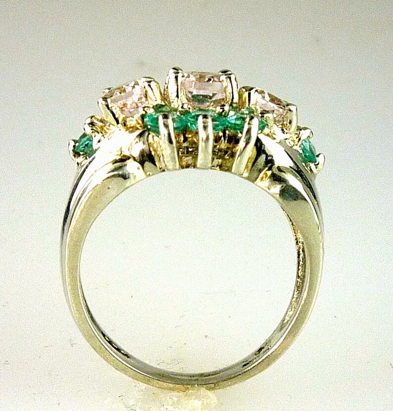 Natural Pink Morganite Beryl Ring W/ Genuine Round Apatite 925 - Etsy ...