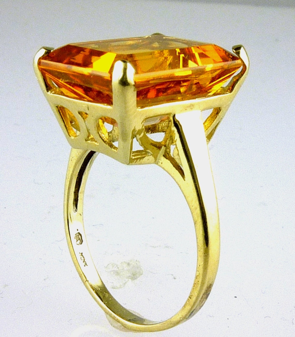 Stunning Natural Large Emerald Cut Citrine Ring Top Color - Etsy