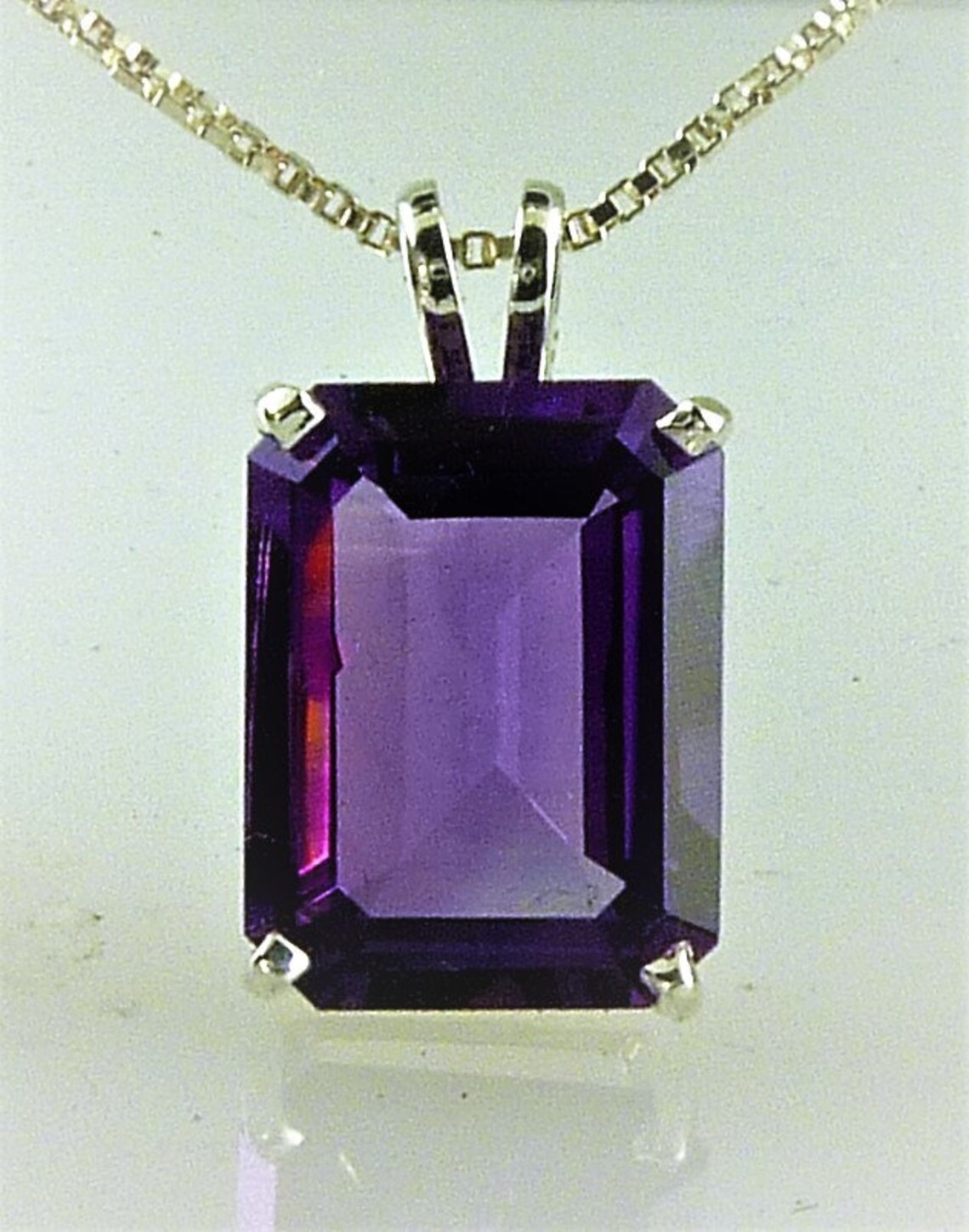 Natural Large Emerald Cut Amethyst Pendant, Fine Color, 10.63 Cts ...
