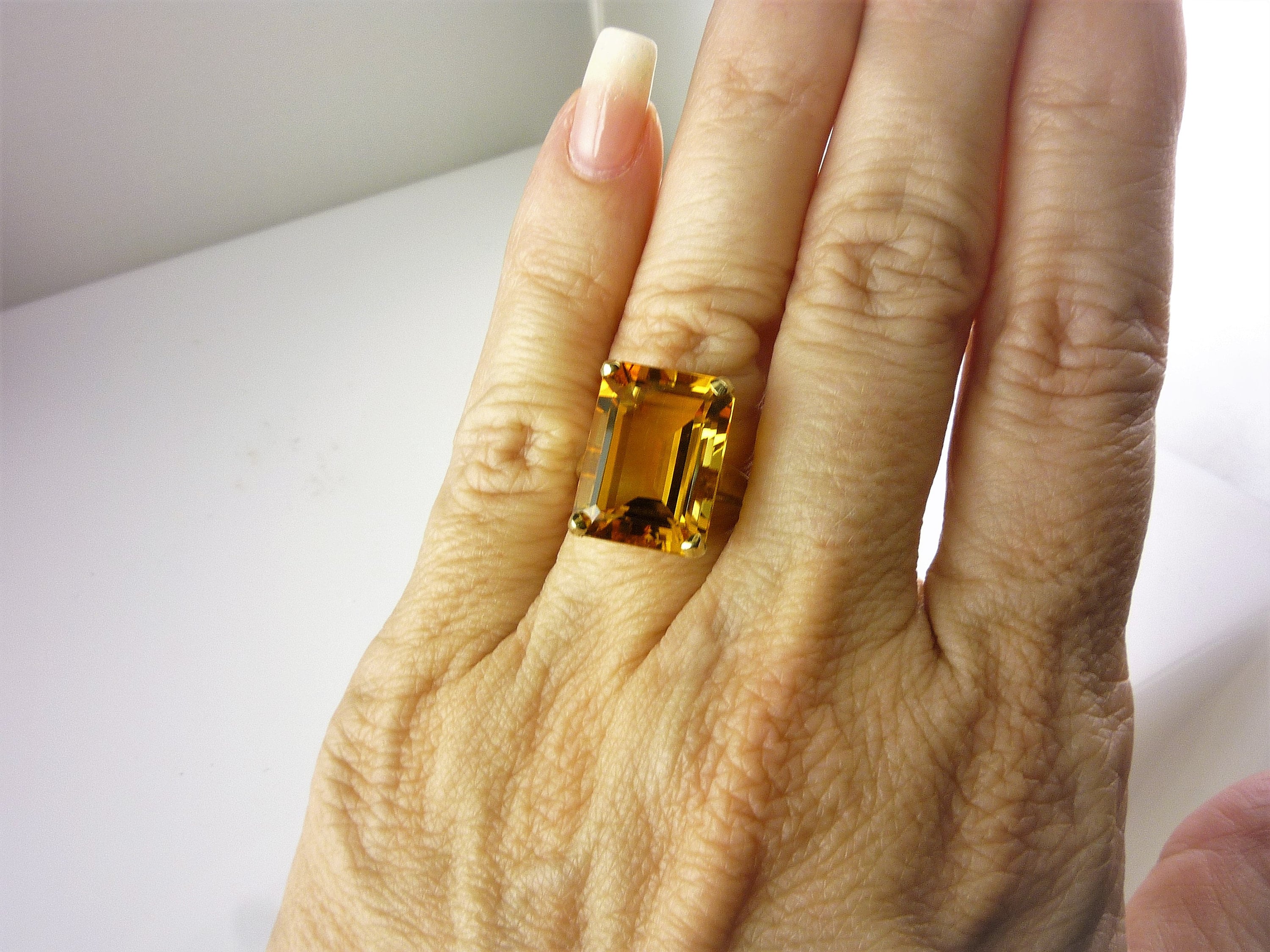 Stunning Natural Large Emerald Cut Citrine Ring Top Color - Etsy