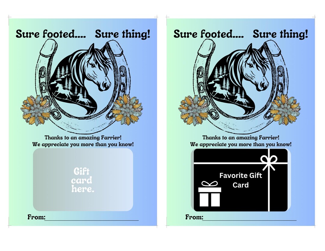 Farrier Appreciation Printable Gift Card Holder PNG, JPG or PDF - Etsy