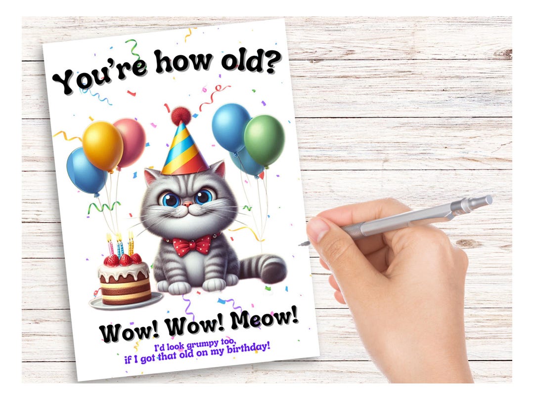 Grumpy Kitty Birthday Card - Instant Download for a Purrfect ...
