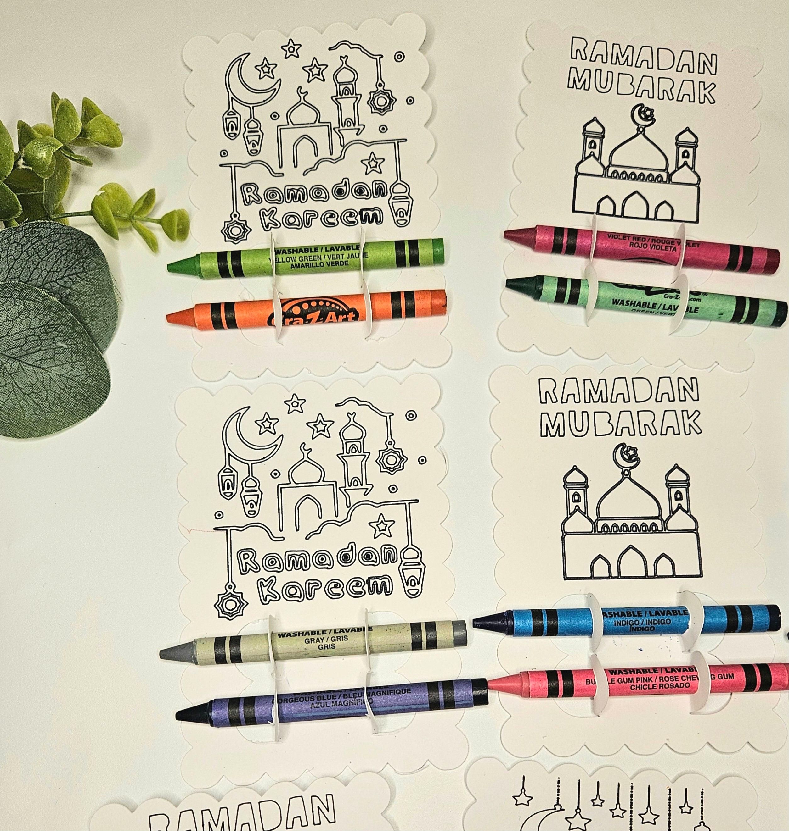 Ramadan Coloring Cards, Kids Coloring Cards,kids Eid Ramadan Party ...