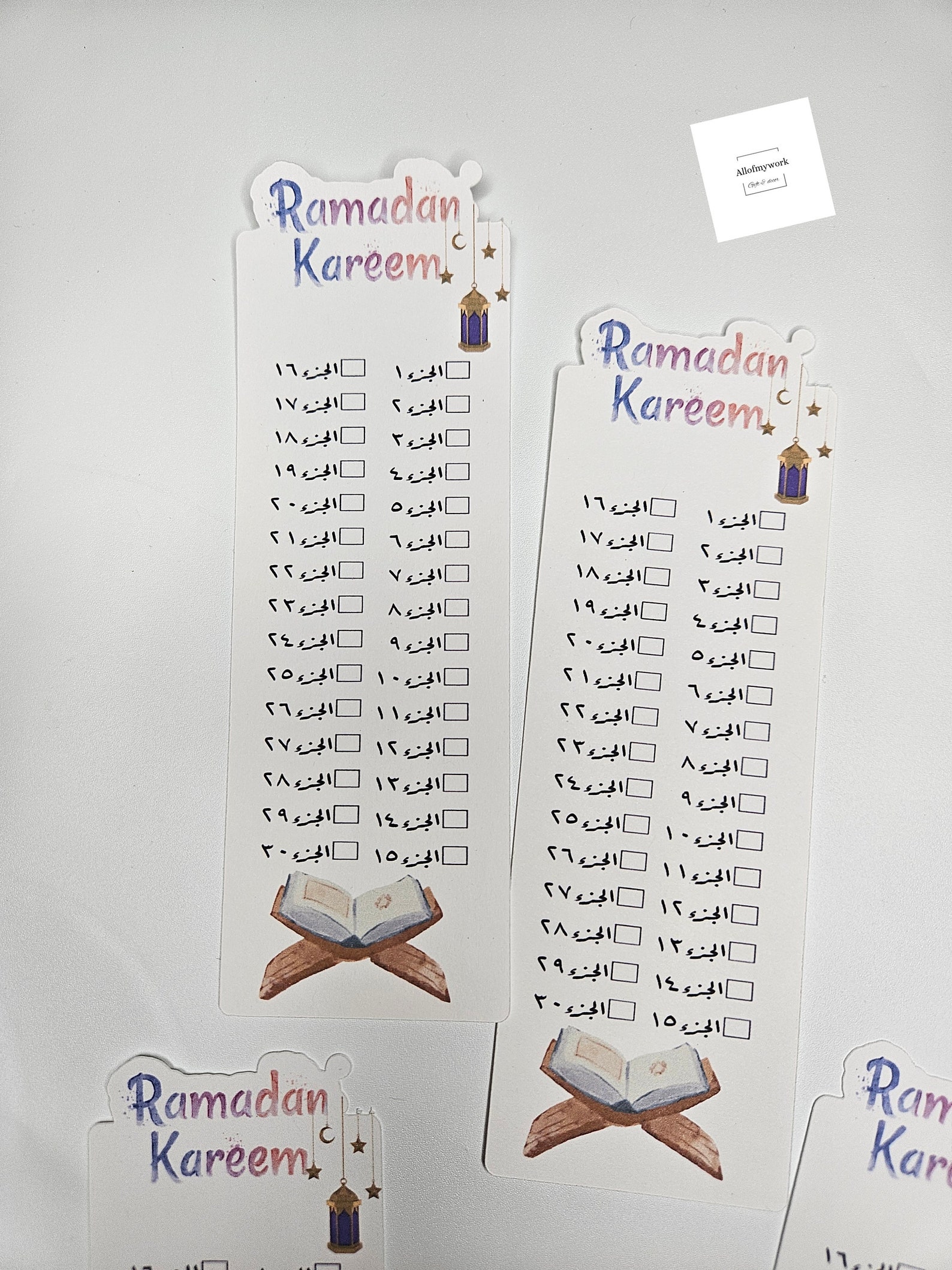 Quran Tracker Bookmark, Islamic Bookmark,ramadan Bookmark Handmade ...