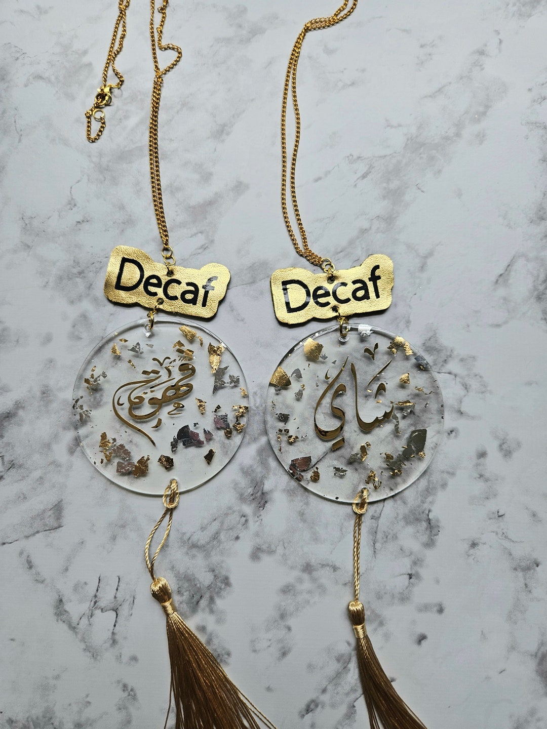 Coffee and Tea Arabic Tag, Decaf Tea and Coffee Label Tag, Thermos ...