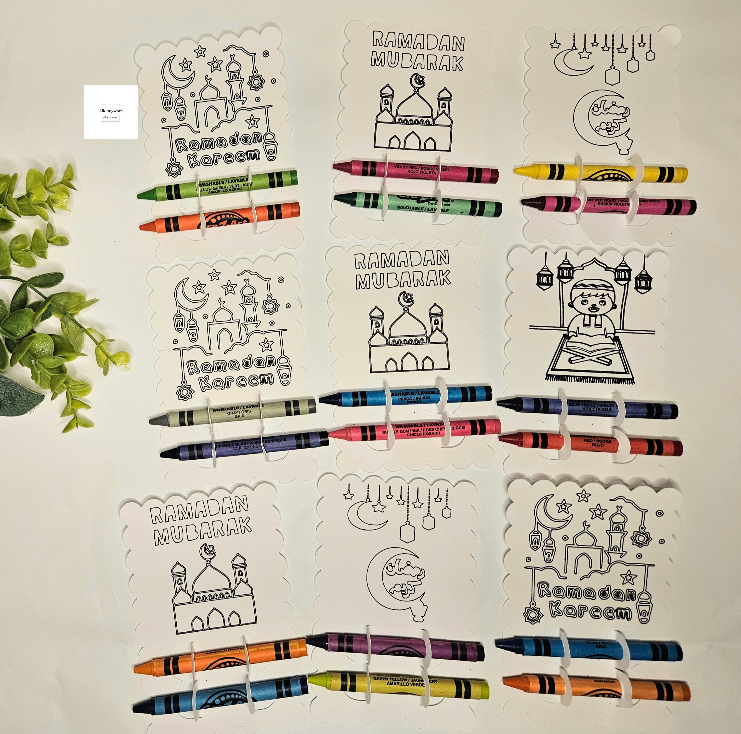 Ramadan Coloring Cards, Kids Coloring Cards,kids Eid Ramadan Party ...