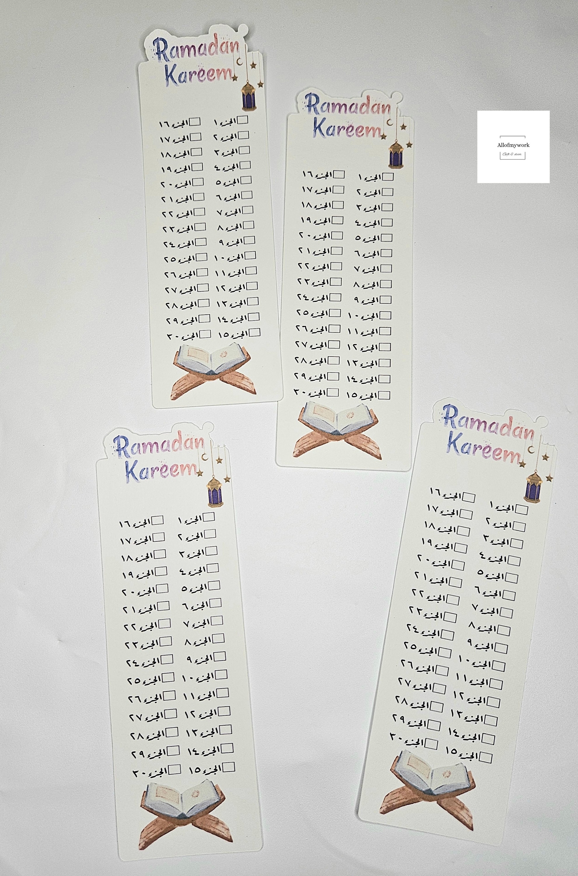Quran Tracker Bookmark, Islamic Bookmark,ramadan Bookmark Handmade ...