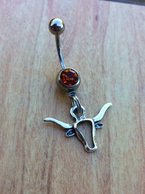 Longhorn Belly Ring Cow Skull Steer Texas Belly Ring Girl Country Texan ...