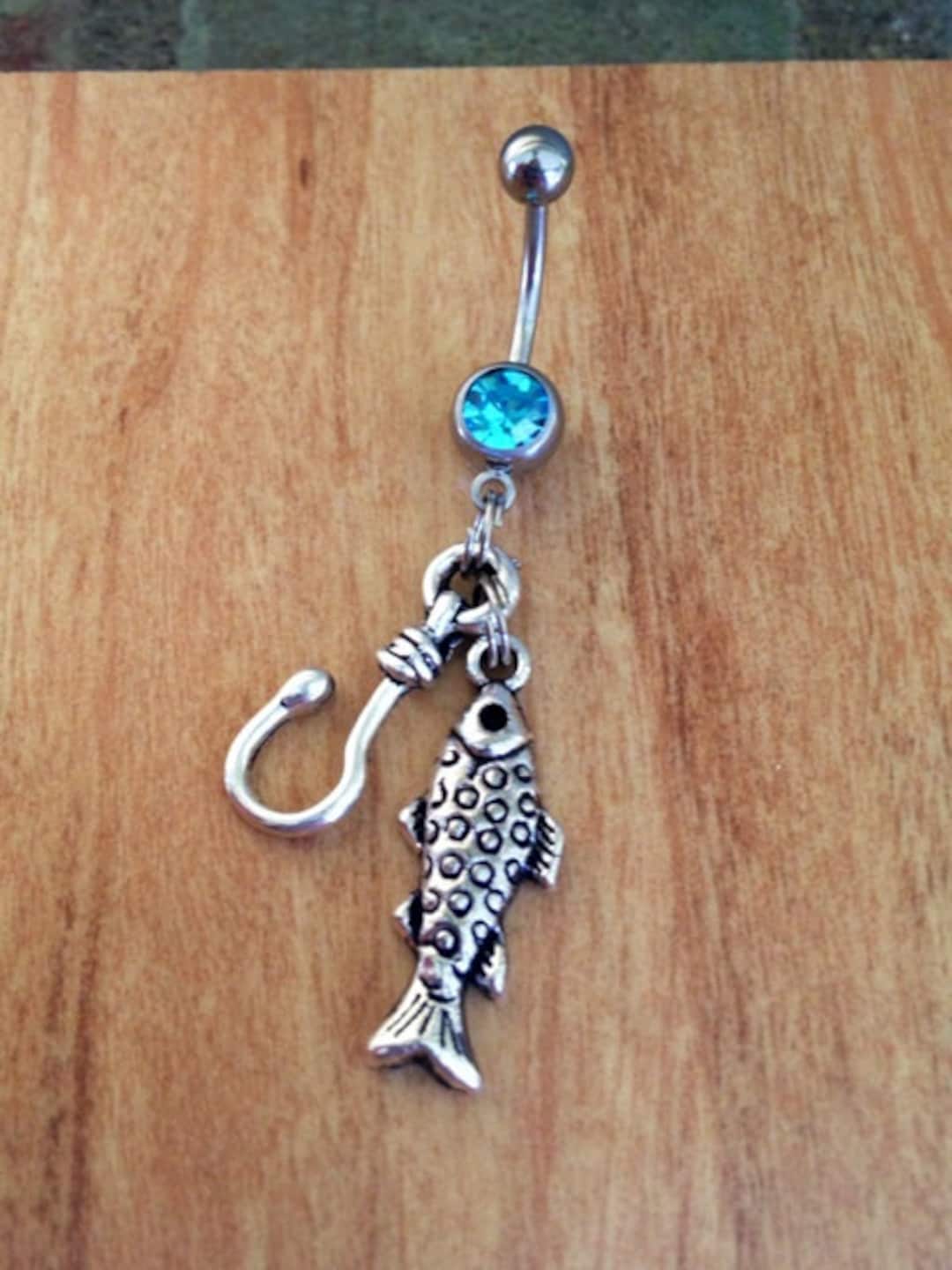 Fishin' Belly Ring Fishing Belly Ring Country Girl Fish and Hook Fish ...