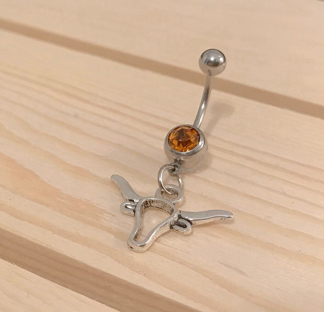 Longhorn Belly Ring Cow Skull Steer Texas Belly Ring Girl Country Texan ...