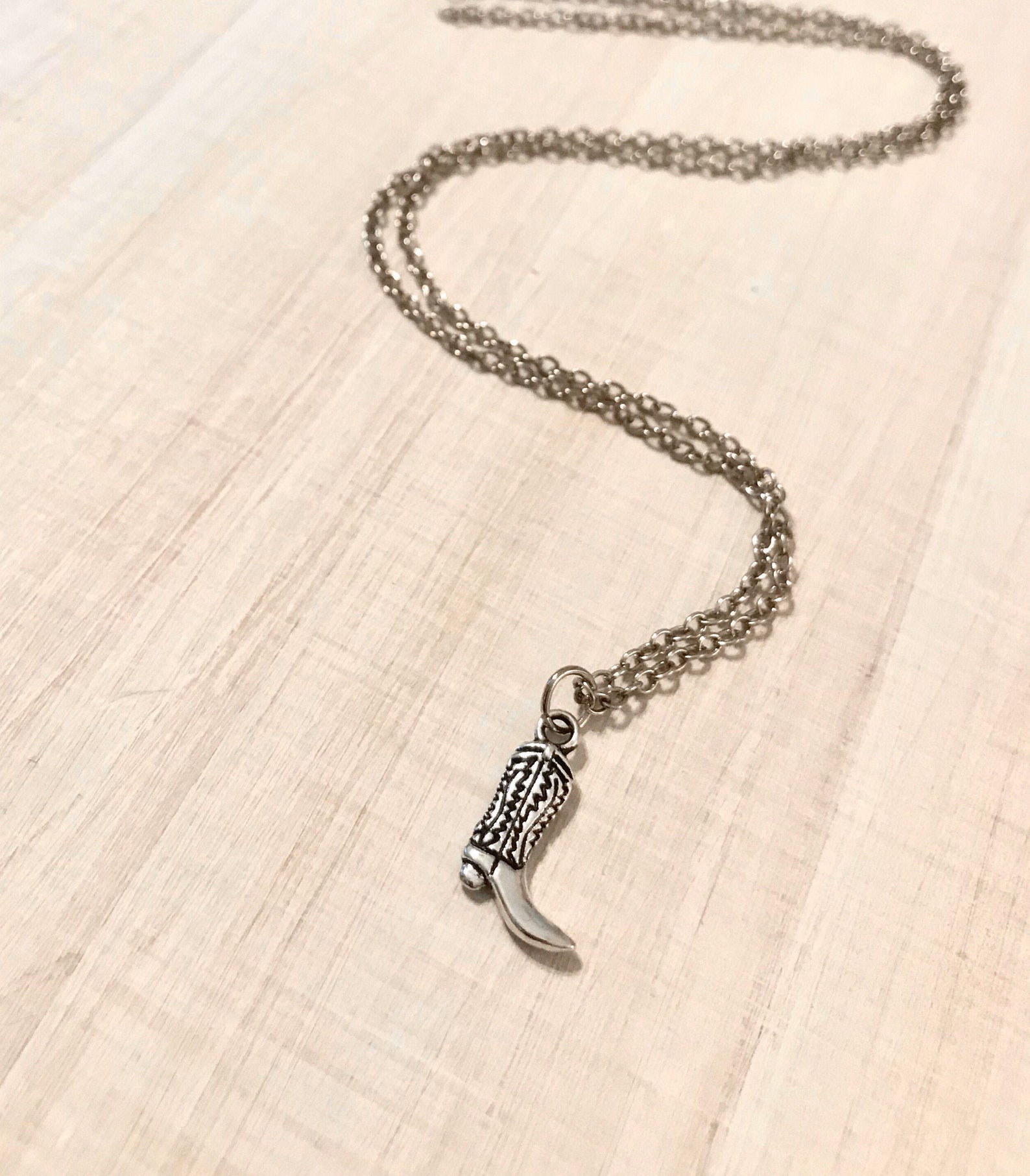 Cowboy Boot Necklace Boot Cowgirl Boot Silver Boot Necklace | Etsy