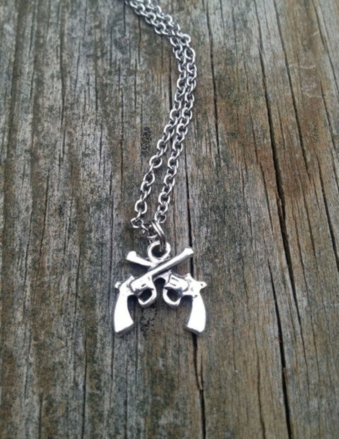 Crossed Pistol Necklace Double Gun Necklace Revolver Necklace Crossed ...