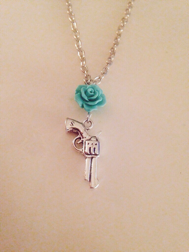 Pistol Necklace Rose Gun Rose Gun with Rose Country Necklace | Etsy