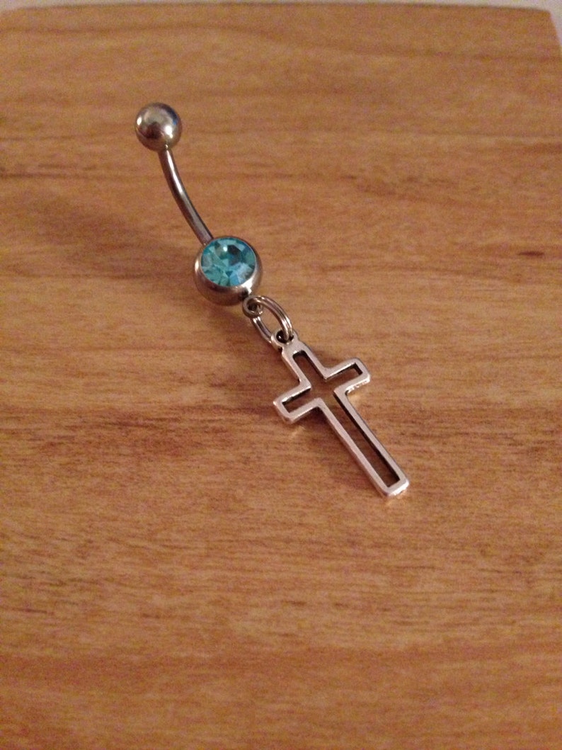 Cross Belly Ring Cross Outline Naval Ring Cross Western - Etsy