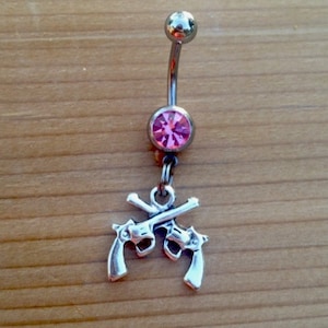 Crossed Pistols Belly Ring Gun Belly Ring Double Pistol Double Gun ...