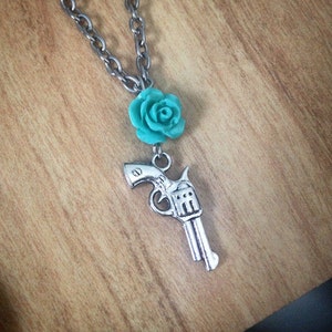 Pistol Necklace Rose Gun Rose Gun With Rose Country Necklace - Etsy