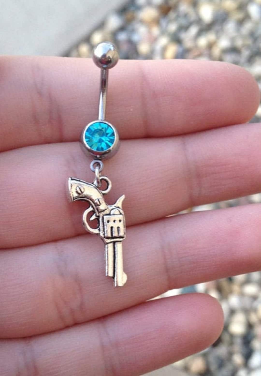 Pistol Belly Ring Gun Belly Ring Country Girl Silver Gun Jewelry ...